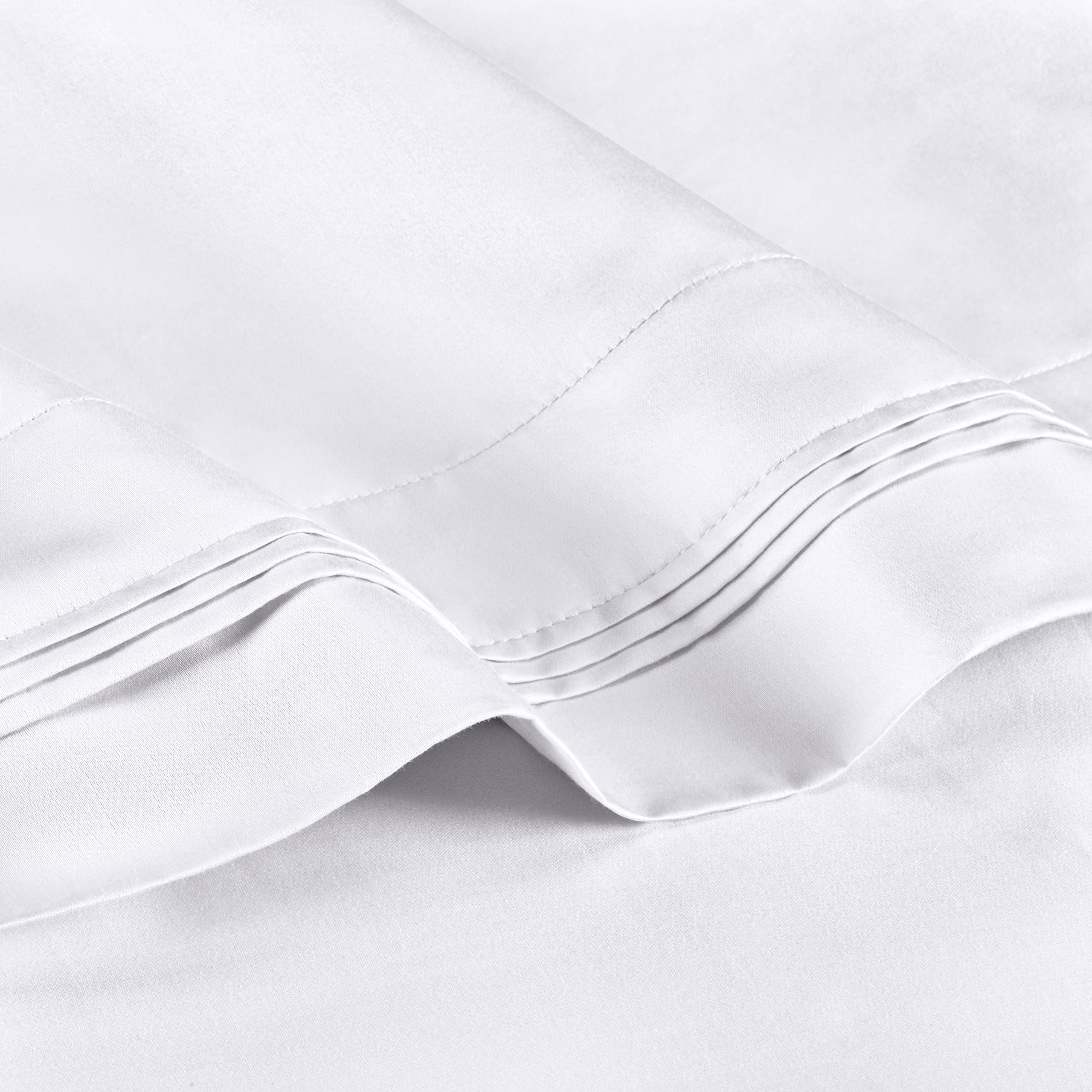 SUPERIOR 1000 Thread Count Egyptian Cotton Pillowcase Set, Pillow Covers for All Pillows and Sleepers, Soft Pillowcases for Bed Fashion, Basics, Large Cases, 2-Piece Set- Standard, White