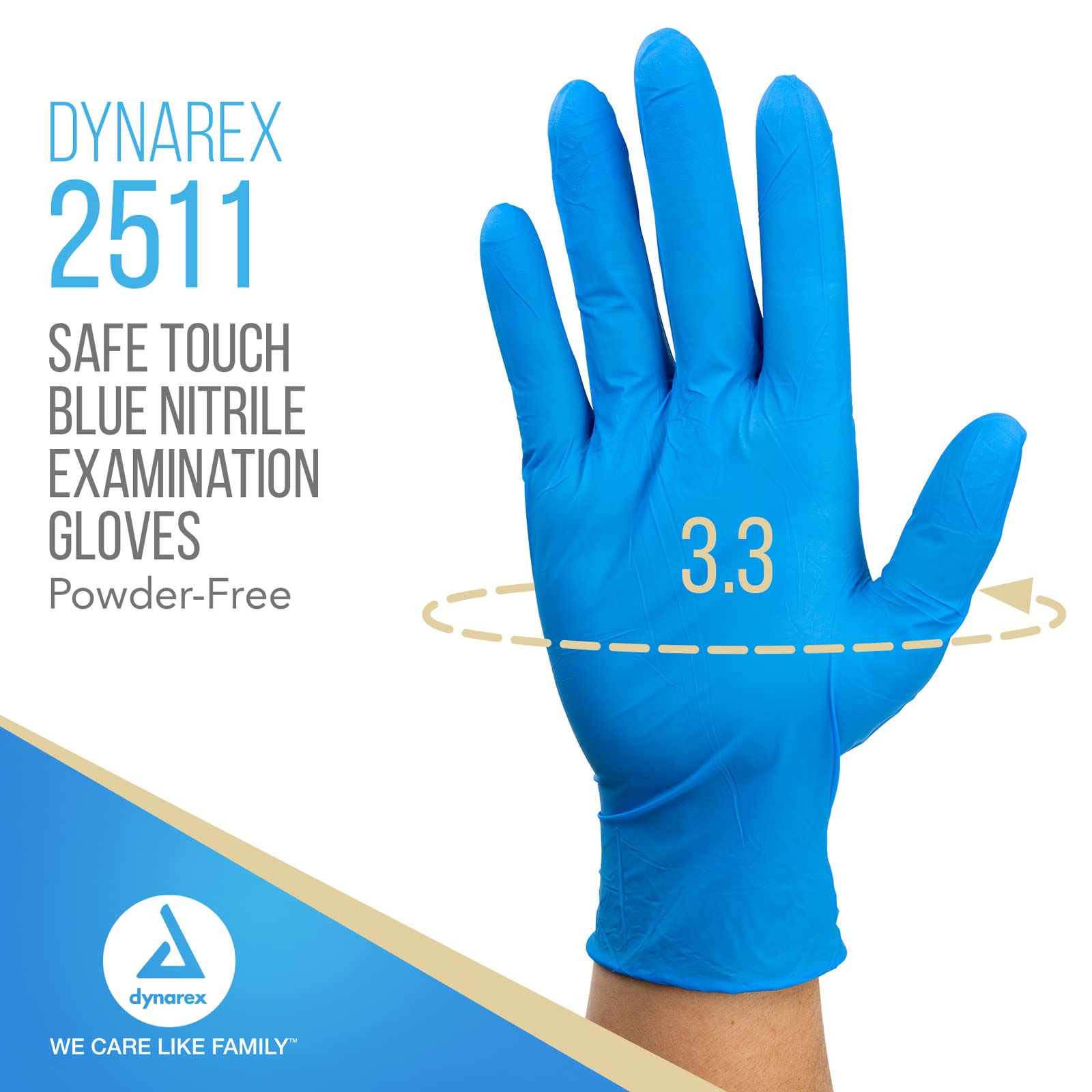 Dynarex Safe-Touch Disposable Nitrile Exam Gloves, Powder-Free, Latex-Free, Touchscreen Friendly, Blue, Small, 1 Box of 100 Disposable Nitrile Gloves