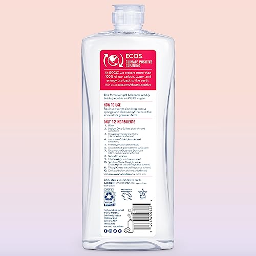ECOS Grapefruit Dish Soap - Cuts Grease & Food Residue, Hypoallergenic, Sustainable Liquid, 50 Ounces (Pack of 2)