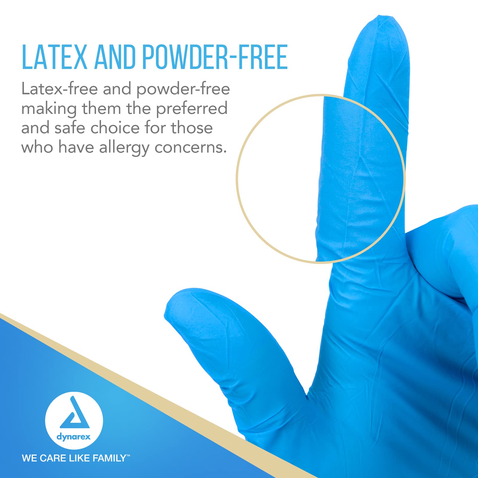 Dynarex Safe-Touch Disposable Nitrile Exam Gloves, Powder-Free, Latex-Free, Touchscreen Friendly, Blue, Small, 1 Box of 100 Disposable Nitrile Gloves