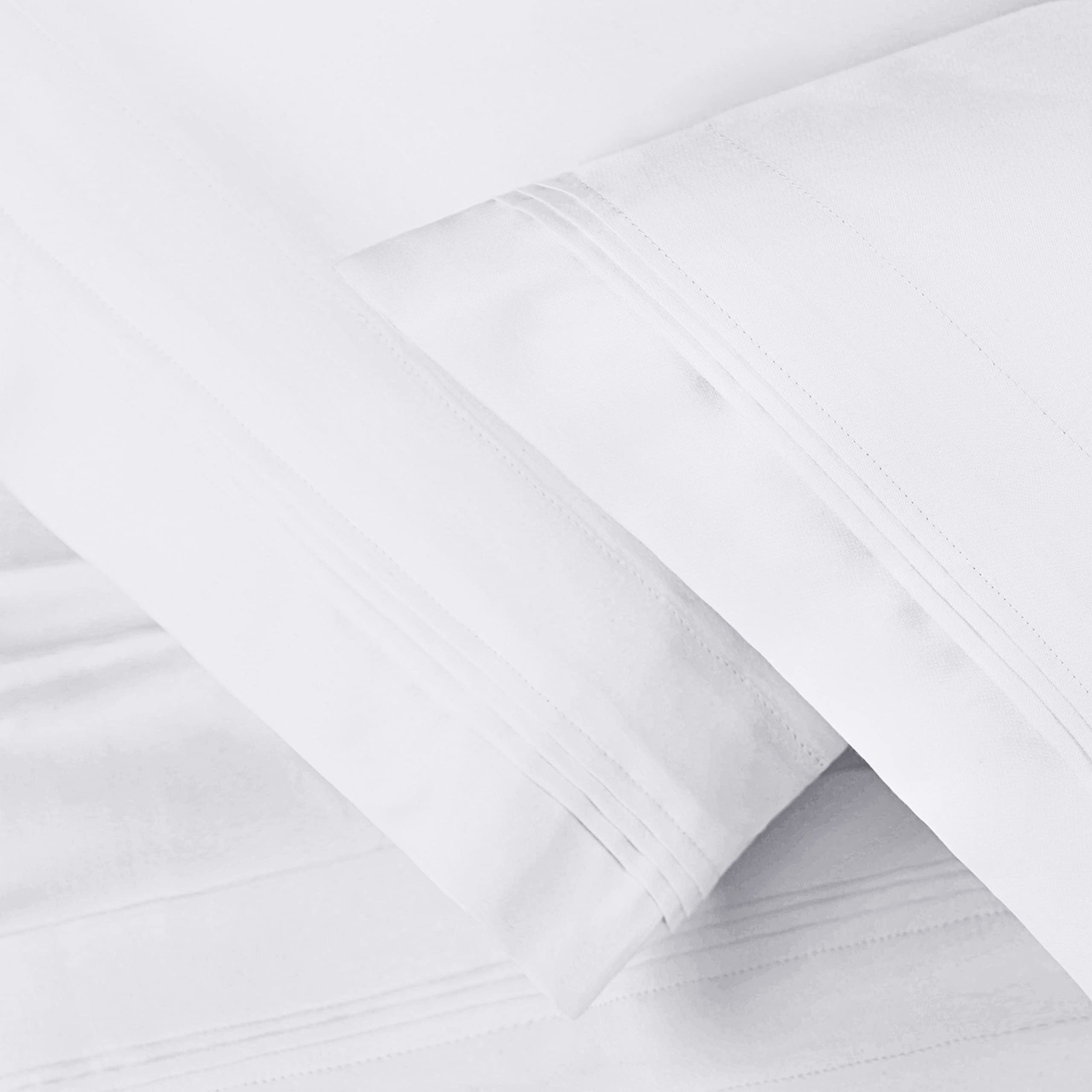 SUPERIOR 1000 Thread Count Egyptian Cotton Pillowcase Set, Pillow Covers for All Pillows and Sleepers, Soft Pillowcases for Bed Fashion, Basics, Large Cases, 2-Piece Set- Standard, White