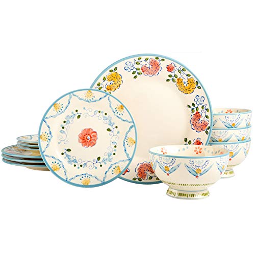 Gibson Elite Hand-Painted Dinnerware Set, Service for 4 (12pcs), Anaya