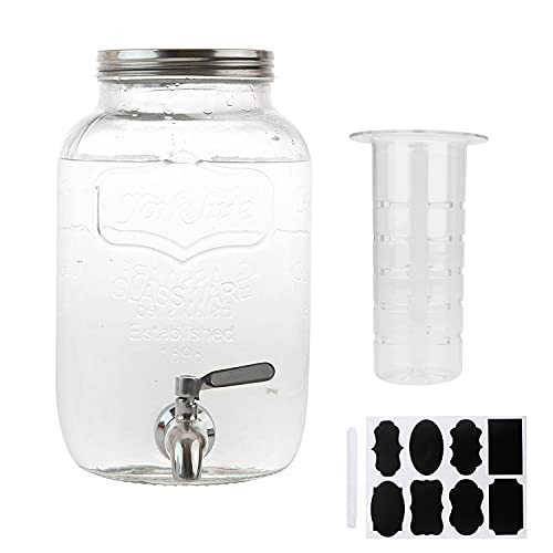 Beverage Dispenser Mason Jar with Lid Leak free 1 Gallon, Entertainment Glassware for Water, Juice, Cold Drinks & More