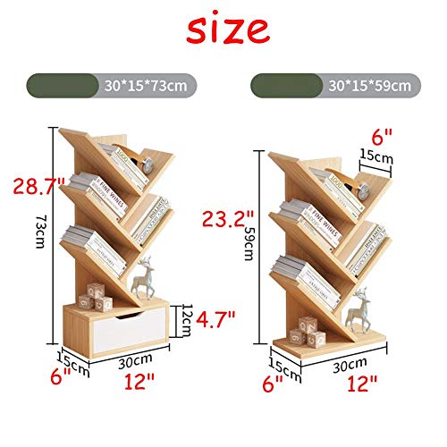 Desktop Bookshelf Desk 4-Tier Book Storage Organizer Shelves Tree Bookshelf, Floor Standing Bookcase, Wood Storage Rack for Office Home School Shelf Display Creative Bookcas (Dark Brown)