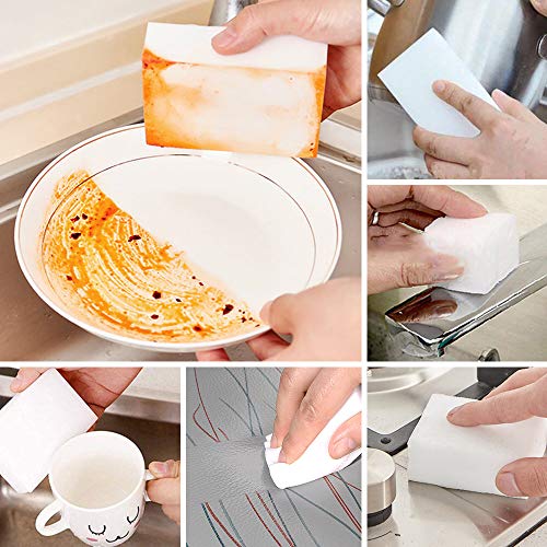 SmilePowo 100 Pack Magic Cleaning Sponges Eraser,Multi-Functional Premium Melamine Sponge Foam Cleaning Pads,Dish,Household Cleaning Sponge for Kitchen,Furniture,Bathroom(Universal Cleaner)