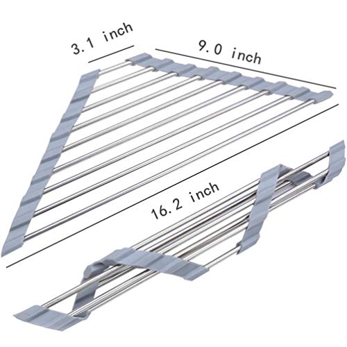 Sink Sponge Holder, Multipurpose Roll up Drying Rack for Sink Corner-Gray