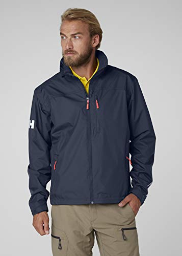 Helly Hansen Men's Crew Midlayer Fleece Lined Waterproof Windproof Breathable Rain Coat Jacket, 597 Navy, Large