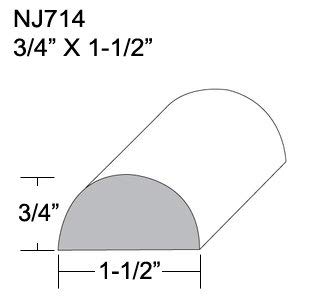 Flexible Moulding - Flexible Half-Round Moulding - NJ714-3/4" X 1-1/2" - 12' Length - Flexible Trim