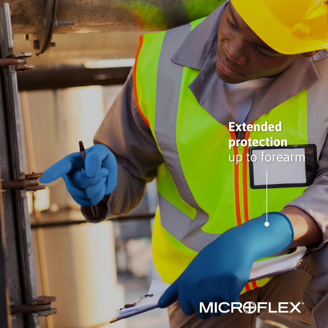 Microflex SafeGrip SG-375 Large Thick 14.2mil Disposable Latex Gloves for Life Sciences, Automotive - Blue (Case of 500)