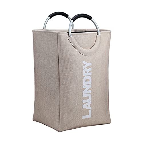 FROPACKZO 45L Collapsible Storage Laundry Hamper Folding Laundry Baskets laundry bag, With Metal handle, Bedroom Storage Toys Clothing Organization (Color : Beige)
