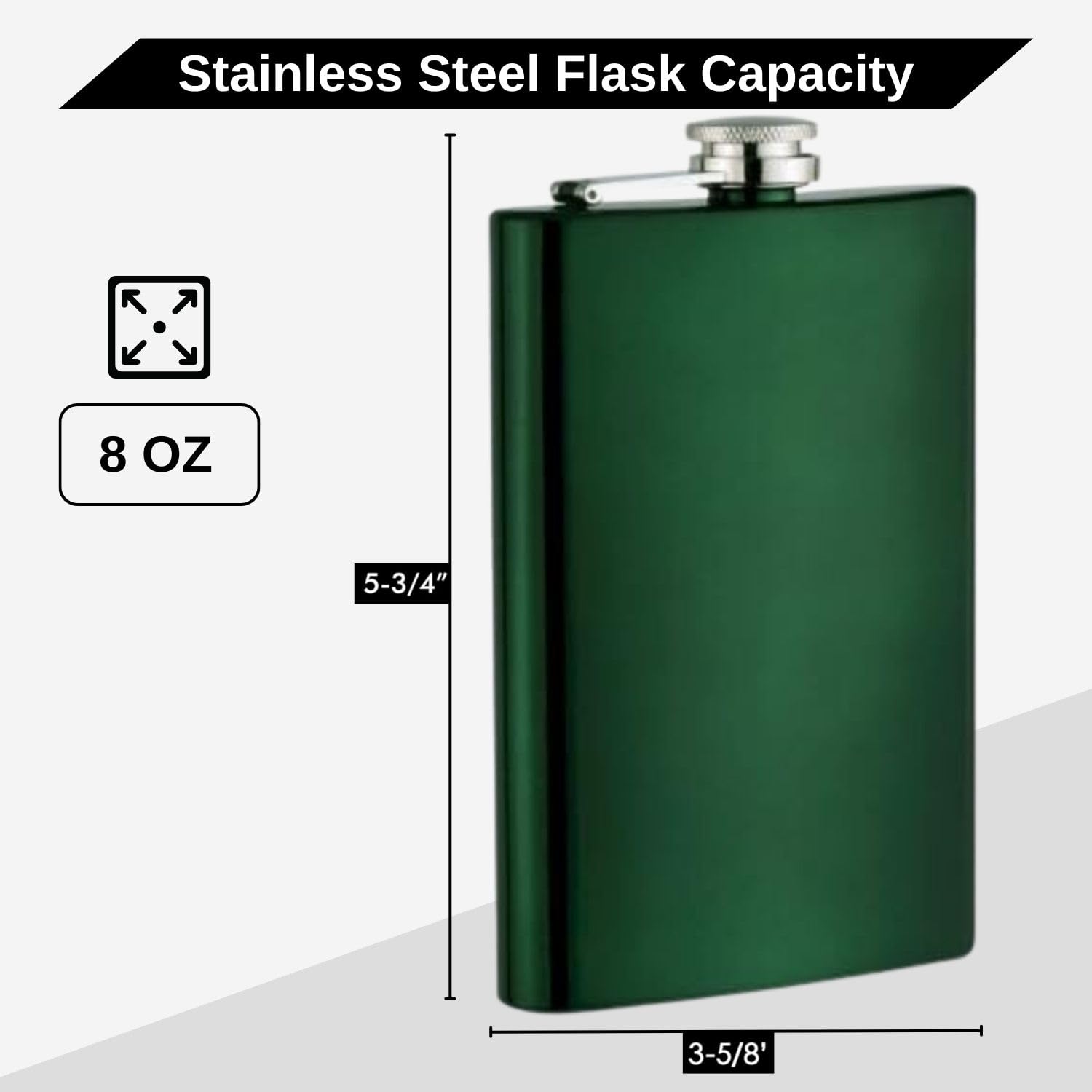 Top Shelf Flasks | Custom Stainless Steel Pocket Size 8oz Drinking Flasks | Iron Flask Screw-On Leak Proof Cap | Mens Wedding Favors | Liquor Flasks For Men