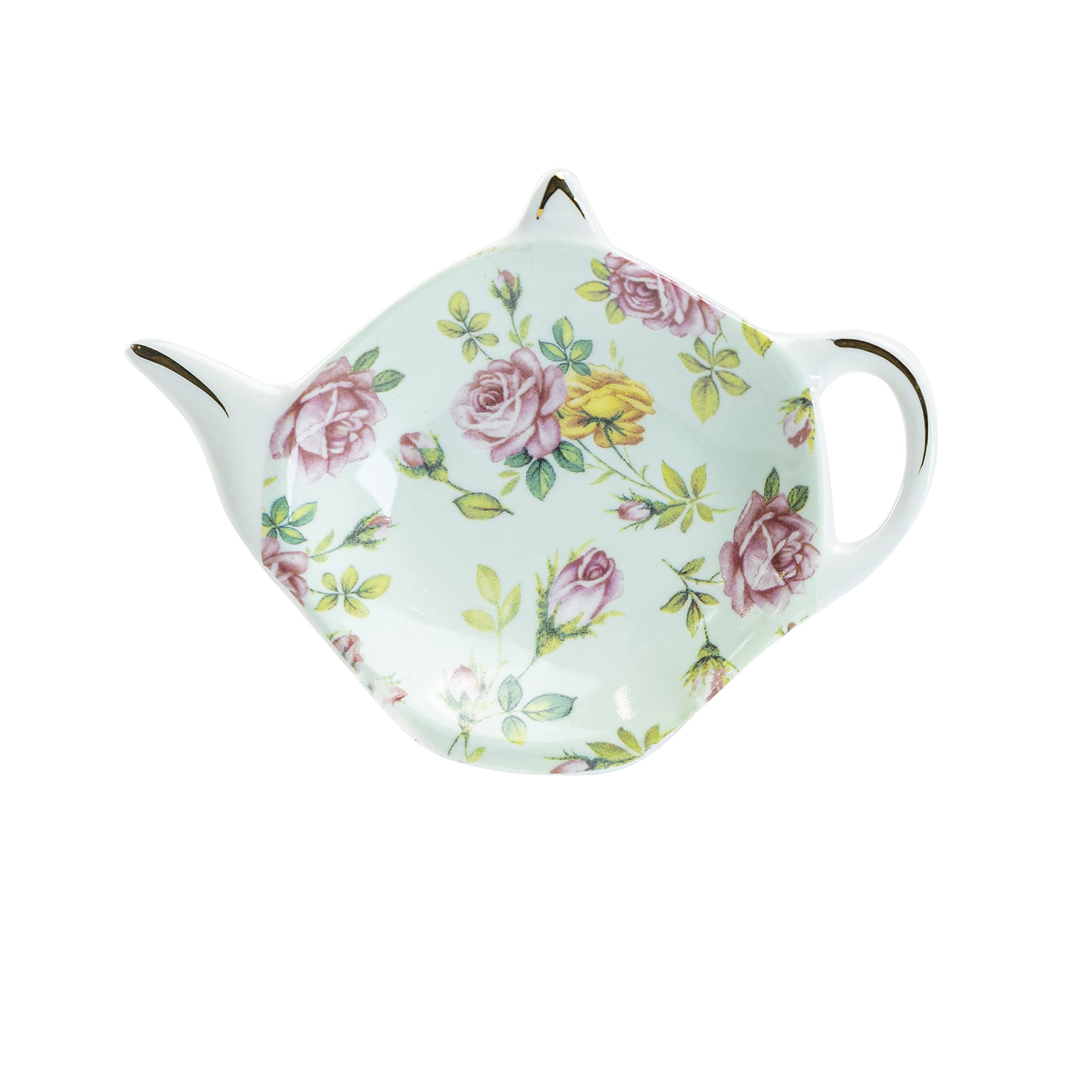 Gracie China Tea Bag Caddy Holder, Set of 4 (Rose Chintz)