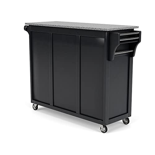 Home Styles Large Mobile Create-a-Cart Black Finish Two Door Cabinet Kitchen Cart with Salt and Pepper Granite Top, Adjustable Shelving