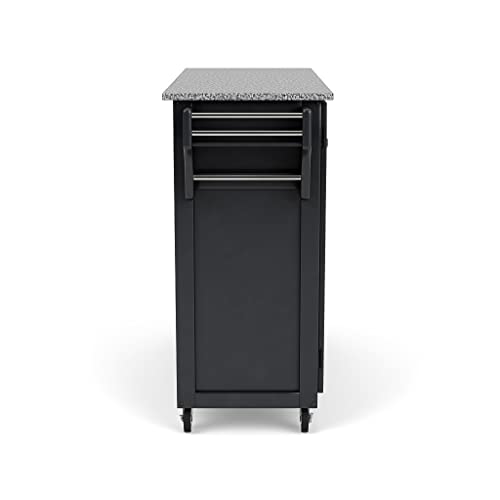 Home Styles Large Mobile Create-a-Cart Black Finish Two Door Cabinet Kitchen Cart with Salt and Pepper Granite Top, Adjustable Shelving