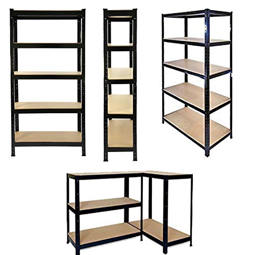 FuAuto Heavy Duty Storage Shelving Unit Storage Racking Utility Rack Garage Shelves Metal Steel Shelf for Workshop/Shed/Garage/Kitchen/Office, 5-Shelf Adjustable, 77" x 39" x 20", Black