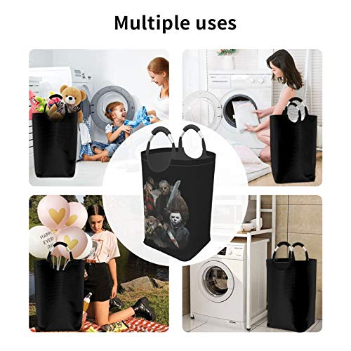 Michael-Myers Horror Halloween Large Laundry Basket,Collapsible Fabric Laundry Hamper, Foldable Clothes Bag,Folding Washing Bin