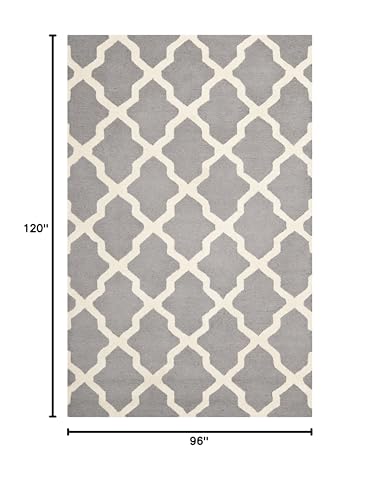 SAFAVIEH Cambridge Collection 8' x 10' Silver / Ivory CAM121D Handmade Trellis Premium Wool Area Rug
