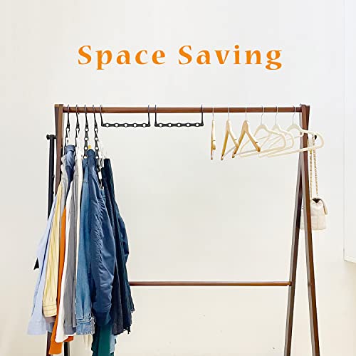iYourHouse Space Saving Hangers Magic Hangers 10 Pack, Sturdy Plastic Space Saver Hangers for Heavy Clothes, Hanger Organizer for Dorms Apartments Small Closet (Black)