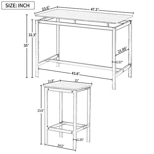 Rockjame Dining Table Set, Upgrade Version 5 Piece Counter Height Pub Table Set with 4 Chairs for The Bar, Breakfast Nook, Kitchen Room, Dining Room and Living Room (Oak)