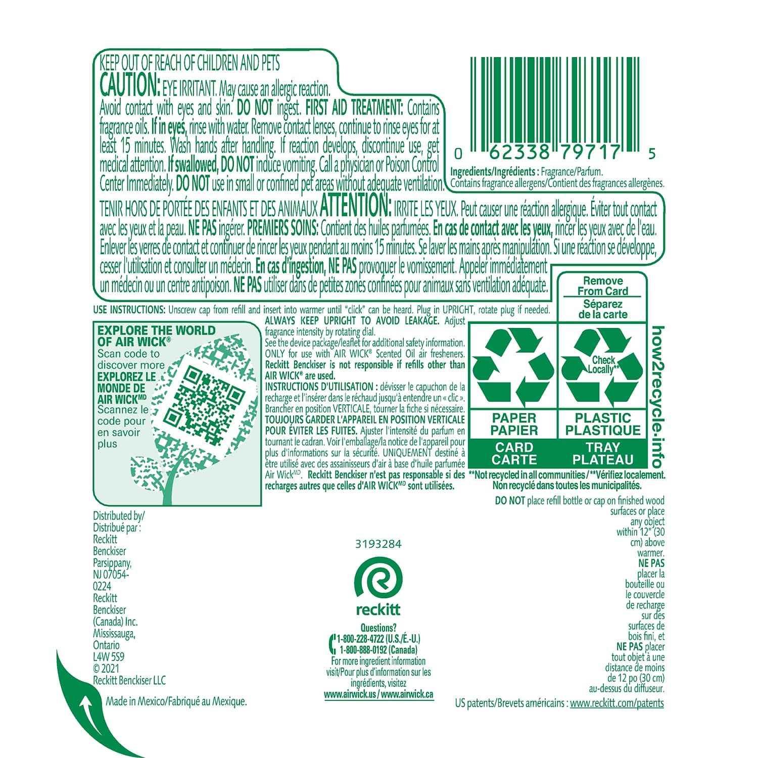 Air Wick, Plug in Scented Oil 2 Refills, Fresh Waters, 1.34 Oz (Pack of 2)