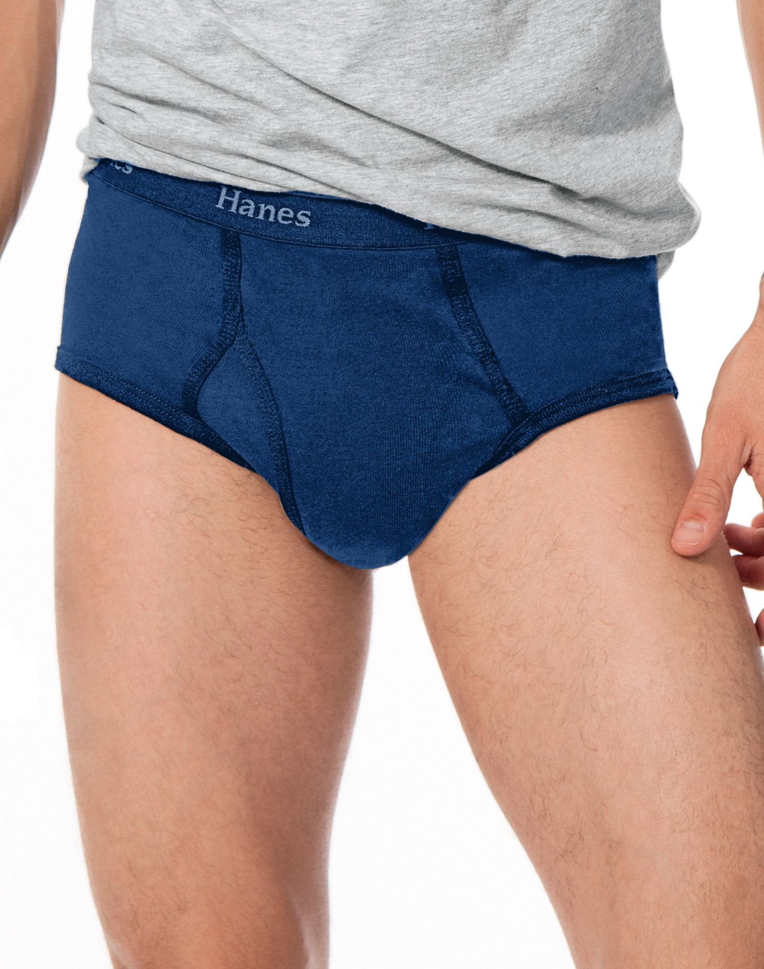 Hanes Ultimate Men's 3-Pack Classics Full Rise Brief, Slate Heather/Blue Stone/Federal Blue, Large