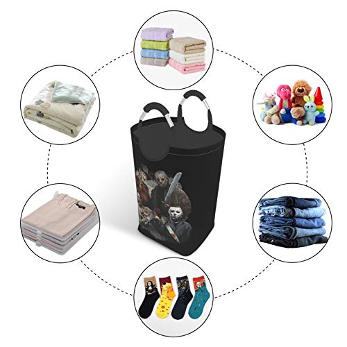 Michael-Myers Horror Halloween Large Laundry Basket,Collapsible Fabric Laundry Hamper, Foldable Clothes Bag,Folding Washing Bin