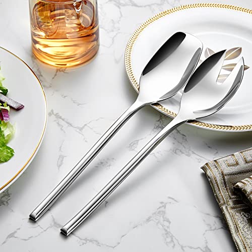 KEAWELL Deluxe Large 10" Salad Servers,18/10 Stainless Steel Salad Serving Set, Set of 2 Includes a Salad Spoon and Salad Fork.