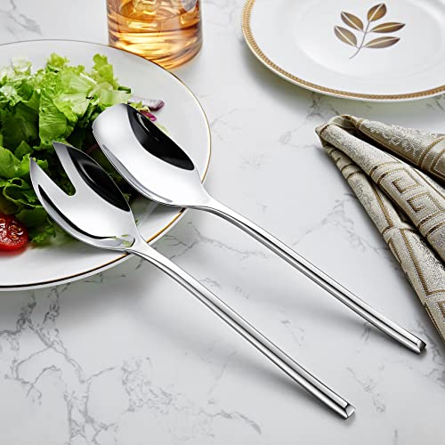 KEAWELL Deluxe Large 10" Salad Servers,18/10 Stainless Steel Salad Serving Set, Set of 2 Includes a Salad Spoon and Salad Fork.