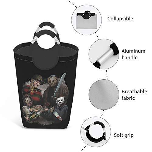 Michael-Myers Horror Halloween Large Laundry Basket,Collapsible Fabric Laundry Hamper, Foldable Clothes Bag,Folding Washing Bin
