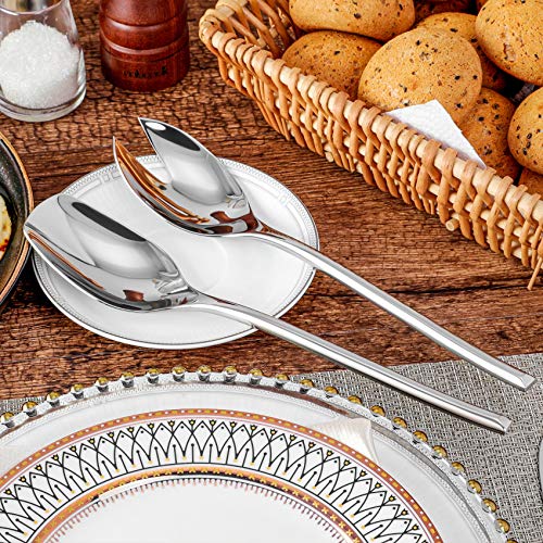 KEAWELL Deluxe Large 10" Salad Servers,18/10 Stainless Steel Salad Serving Set, Set of 2 Includes a Salad Spoon and Salad Fork.