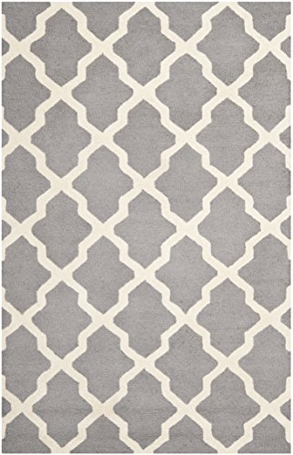 SAFAVIEH Cambridge Collection 8' x 10' Silver / Ivory CAM121D Handmade Trellis Premium Wool Area Rug