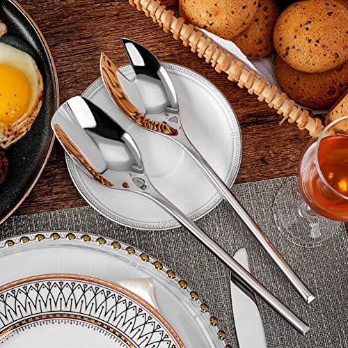 KEAWELL Deluxe Large 10" Salad Servers,18/10 Stainless Steel Salad Serving Set, Set of 2 Includes a Salad Spoon and Salad Fork.