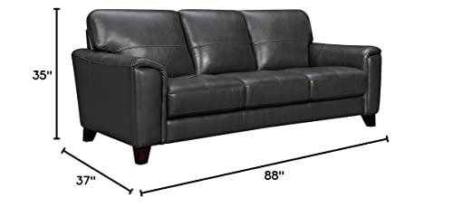 Armen Living Bergen 87" Leather Square Arm Sofa, Pewter
