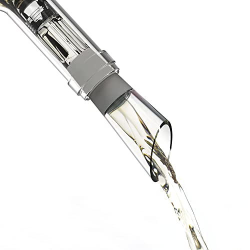 Host Chill Cooling Wine Pour Spout, Cooling Gel, Wine Stopper, Bottle Sealer, Bottle Chiller, Drip Free Pourer, Wine Cork Spout, 2-Piece Design, Preserve wine, Plastic and Silicone, Grey