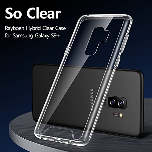 Rayboen for Samsung Galaxy S9 Plus Case (Not for S9 5.8in), Crystal Clear Shockproof Non-Slip Anti-Yellowing Protective Phone Case, Hard PC Back & Soft TPU Frame Slim Cover for Galaxy S9+ Plus