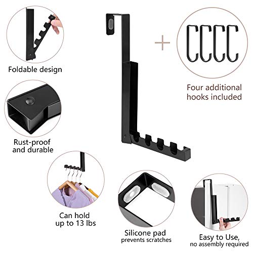 Home Over The Door 4 Hooks - Folding Hanging Coat Rack Organizer
