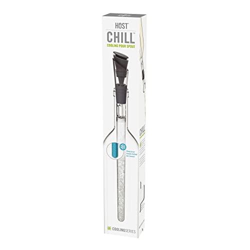 Host Chill Cooling Wine Pour Spout, Cooling Gel, Wine Stopper, Bottle Sealer, Bottle Chiller, Drip Free Pourer, Wine Cork Spout, 2-Piece Design, Preserve wine, Plastic and Silicone, Grey