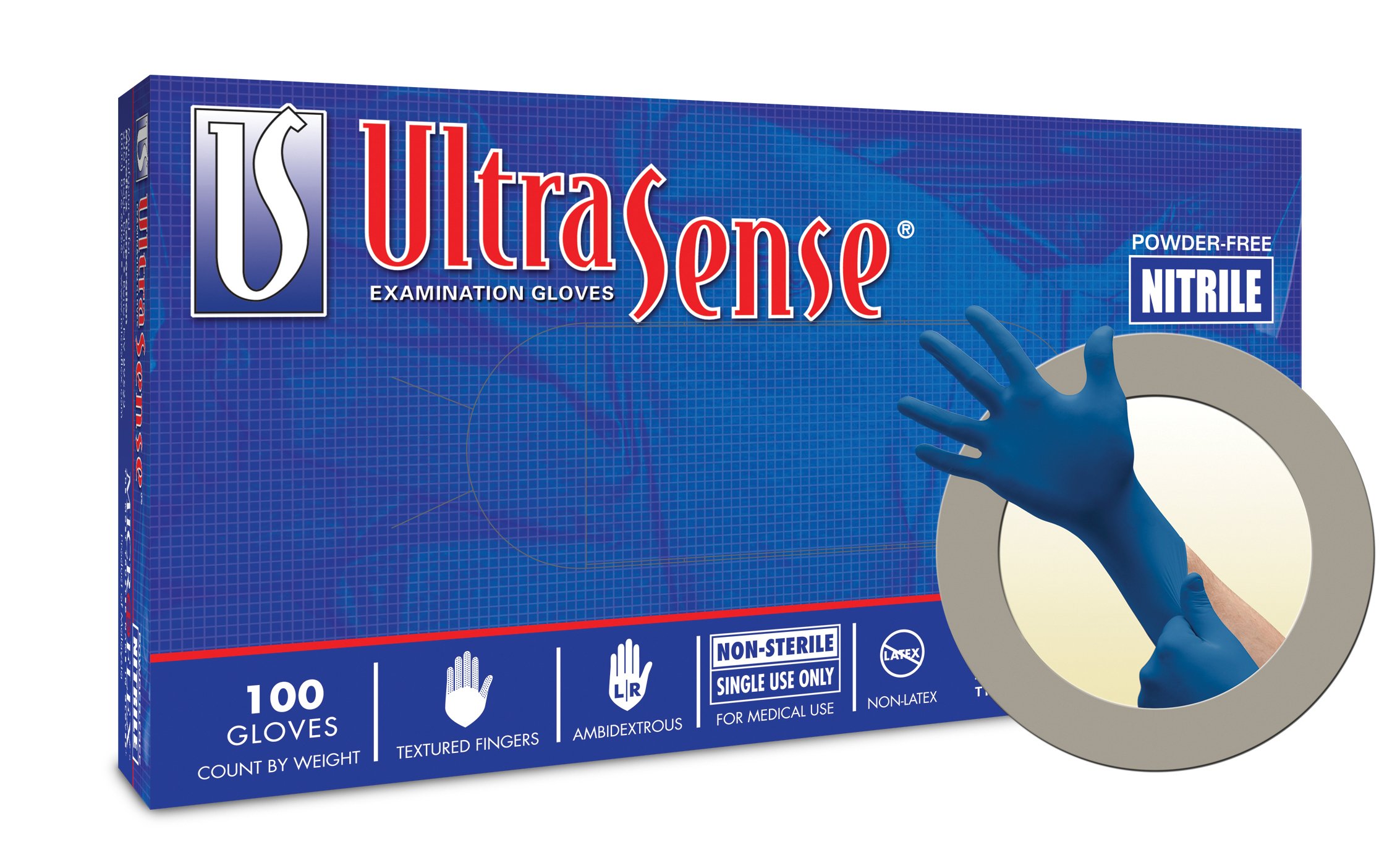 Microflex US-220-L UltraSense Nitrile Exam Glove, Large