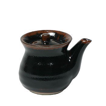 8 oz. Tenmoku Black and Brown Soy Pot by MIYA