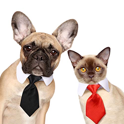 7 Pieces Adjustable Pets Bow Tie Striped Dog Pet Formal Tuxedo Costume Necktie Collar Puppy Grooming Ties for Small Dogs and Cats, S Size (Cute Pattern) (Chic Pattern)
