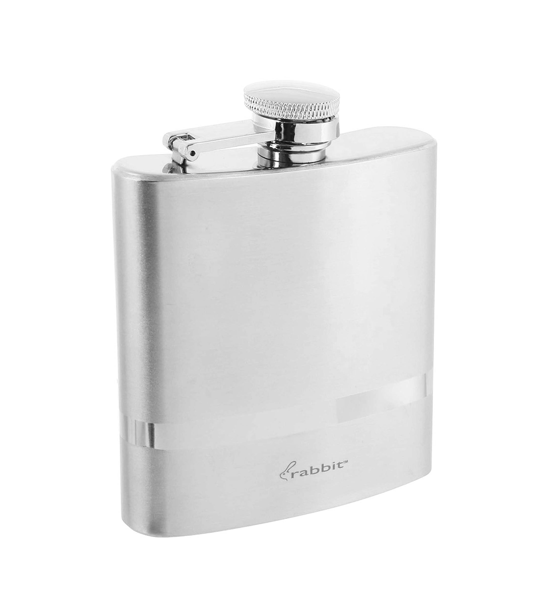 Rabbit Polished 6 Fl. Oz. Stainless Steel Pocket Flask, 18/8 Stainless Steel, Leak-Proof, Portable Hip Flask for Liquor - Discreet Alcohol Flask, Dishwasher Safe