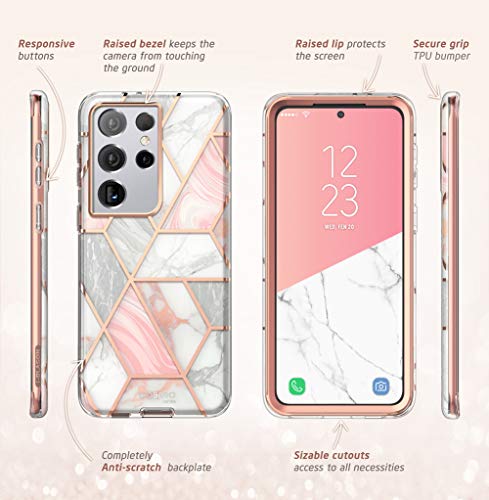 i-Blason Cosmo Series for Samsung Galaxy S21 Ultra 5G Case, Slim Stylish Protective Case Without Screen Protector (Marble)