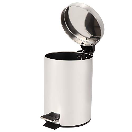 Fdit 3L Rectangular Slim Profile Steel Step Pedal Trash Stainless Can Wastebasket Rubbish Garbage Dustbin for Home Bathroom Powder Room, Bedroom, Kitchen, Craft Room, Office - Removable Liner Bucket