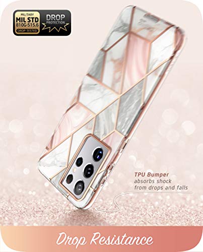 i-Blason Cosmo Series for Samsung Galaxy S21 Ultra 5G Case, Slim Stylish Protective Case Without Screen Protector (Marble)