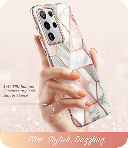 i-Blason Cosmo Series for Samsung Galaxy S21 Ultra 5G Case, Slim Stylish Protective Case Without Screen Protector (Marble)