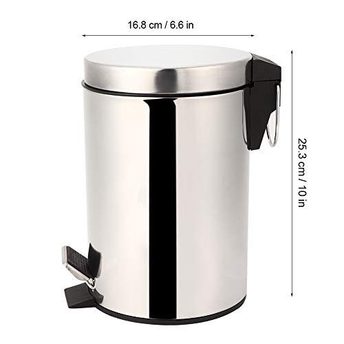 Fdit 3L Rectangular Slim Profile Steel Step Pedal Trash Stainless Can Wastebasket Rubbish Garbage Dustbin for Home Bathroom Powder Room, Bedroom, Kitchen, Craft Room, Office - Removable Liner Bucket
