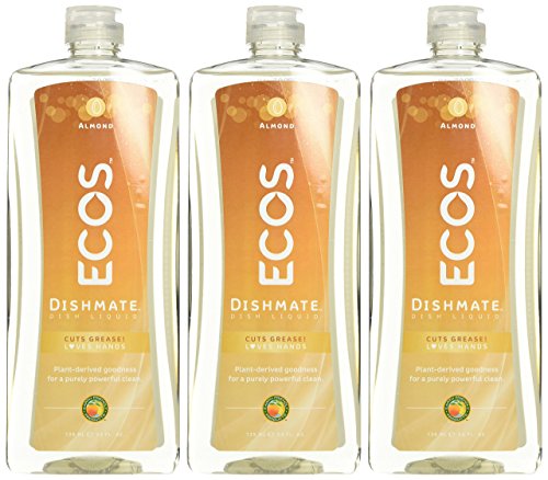 Earth Friendly Products Dishmate, Dishwashing Liquid, Natural Almond, 25 Ounce (Pack of 3)