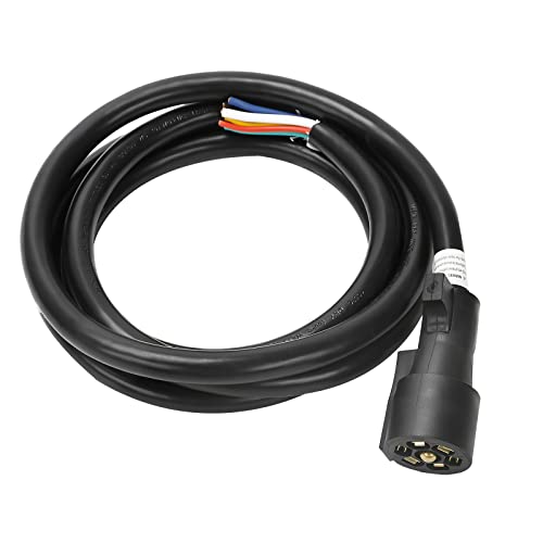 TYFYB 8 Feet 7-Way Plug Inline Trailer Cord with Double Prongs Connector for RV Truck Camper Trailer Extension Cord 7 Pin Inline Harness Kit Weatherproof