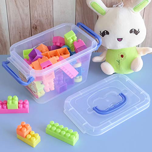 Eagrye 1.5 L Mini Plastic Storage Box, Clear Storage Bin with Handle, 6-Pack, F