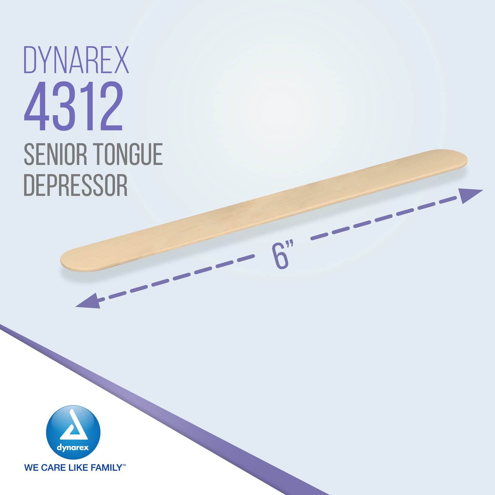 Dynarex 4312 Tongue Depressor Wood, Senior 6", Non-Sterile, Pack of 500